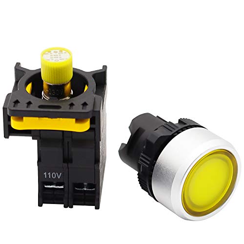 Snapklik.com : Mxuteuk Yellow LED Light Voltage 110V-220V 22mm 1NO ...