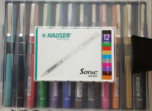 Hauser Sonic Multicolor Gel Pen With Hard Box Case | 0.5 mm Tip Size ...