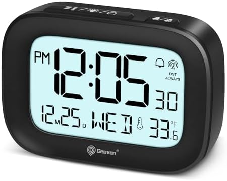 Amazon.com: Sharp Atomic Desktop Clock – Auto Set Digital Alarm Clock ...