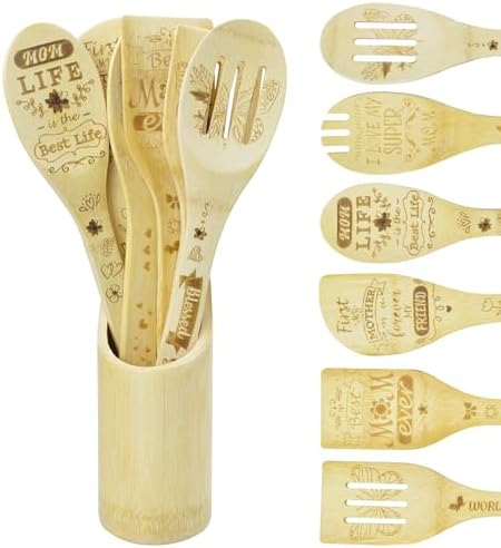 Amazon.com: Witchy Halloween Utensils Laser Engraved 5 Elements Bamboo ...