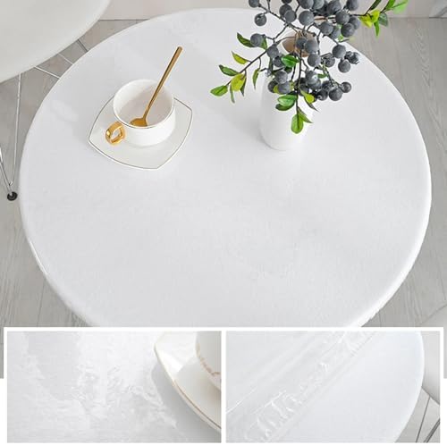 Amazon.com: IBEQUEM Clear Round Fitted Vinyl Tablecloth with Elastic ...