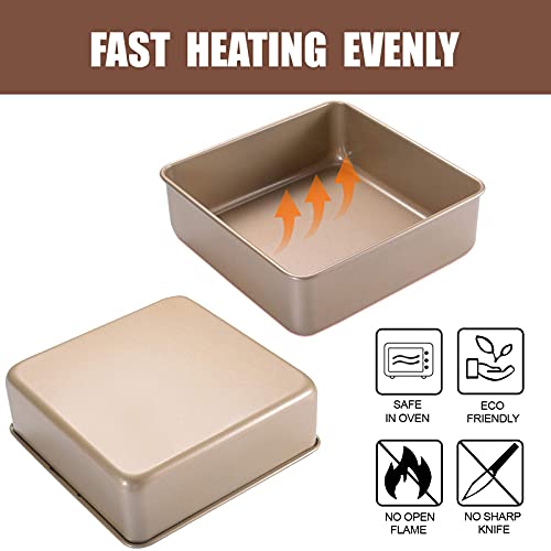 Buy JOHO BAKING Nonstick Square Cake Pan Set,Deep Baking Pans Set ...