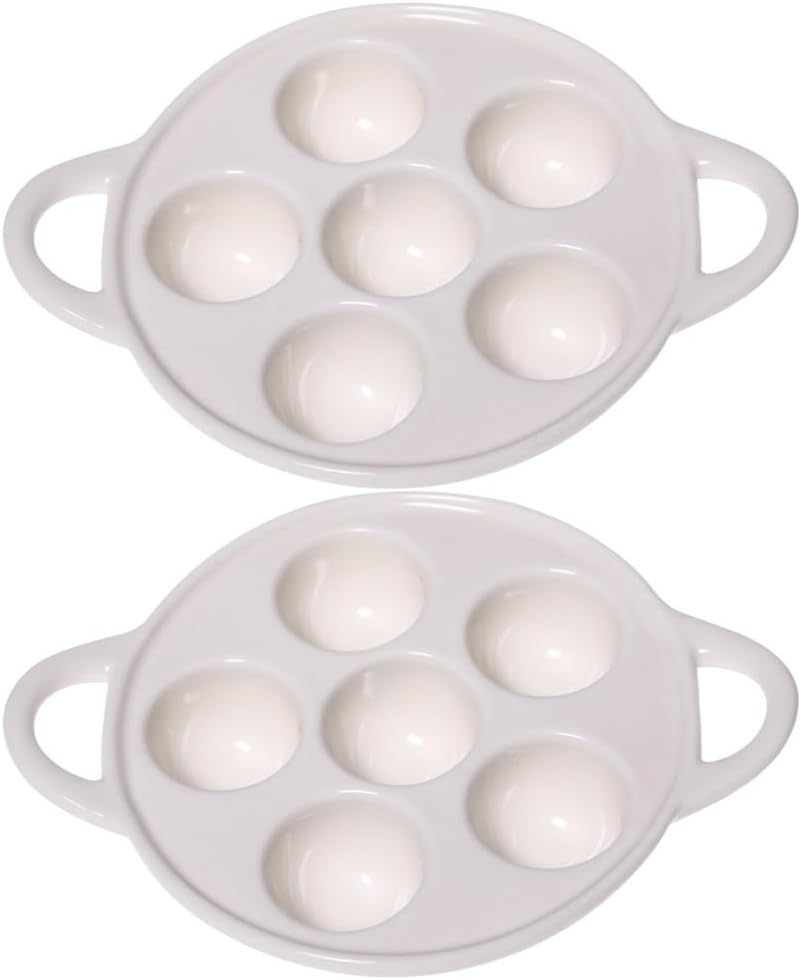 TAMUME 6-Hole Ceramic Snail Dish and White Porcelain Snail Plate with ...