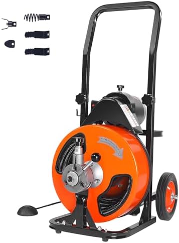 VEVOR Drain Cleaner Machine 75FT x 3/8 Inch, Auto Feed Sewer Snake ...