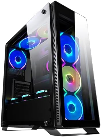 SaharaGaming P35 ATX Tempered Glass Gaming computer case with 4 x 12cm ...