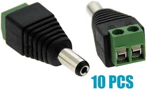Amazon.com : GTMax CCTV Power Plug Male Adapter 2.1mm x 5.5mm 10 Pack ...