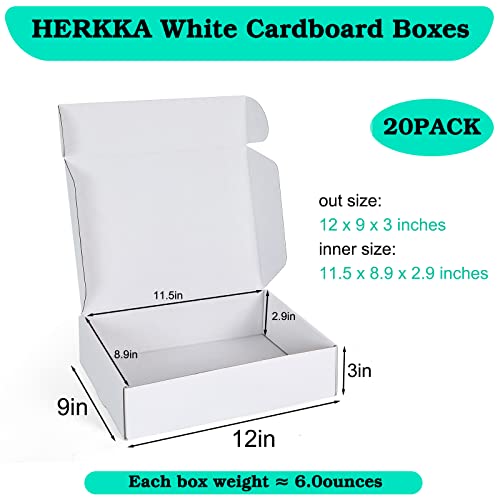 Snapklik.com : Shipping Boxes 12x9x3, 20 PACK White Corrugated ...