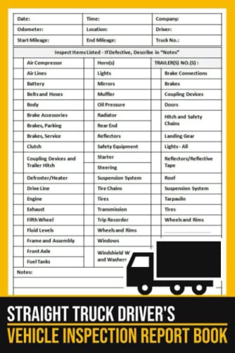 Buy Straight Truck Driver's Vehicle Inspection Report Book: Straight ...