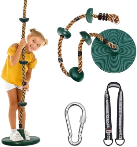 Amazon.com: Xinlinke Tree Climbing Rope and Kids Disc Swing Seat Set ...