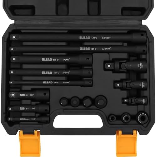 18-Pieces Impact Socket Extension Set: 1/4", 3/8" & 1/2" Drive Socket ...