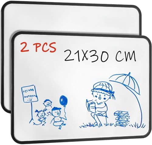 2 Pcs Dry Erase Whiteboards, A4 Size Small Double Sided White Boards ...