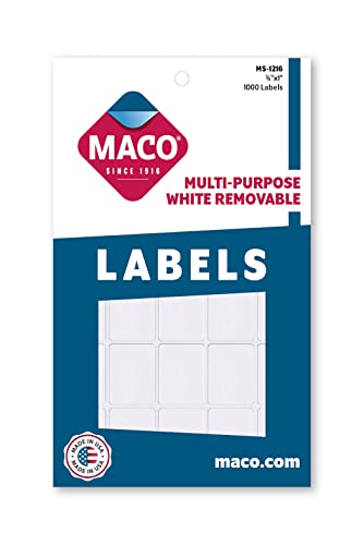 MACO White Rectangular Multi-Purpose Labels, 3/4 x 1 Inches, 1000 Per ...