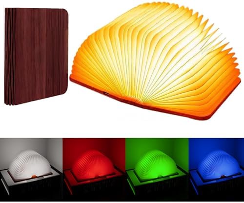 DLUFYEI Wooden Book Light, LED Night Reading Light, Foldable Book lamp ...