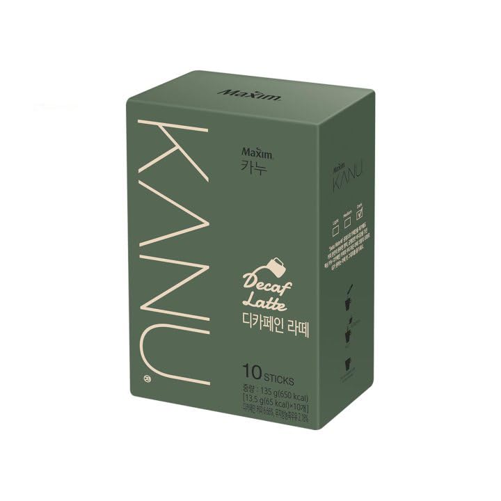 Amazon.com : Kanu Decaf Latte Korea Instant Coffee 13.5g(65kcal) X 10 ...