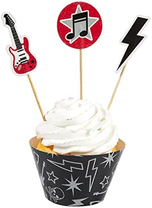 Amazon.com: Rock Star Cupcake Wrappers with Toppers – 100 Pieces ...