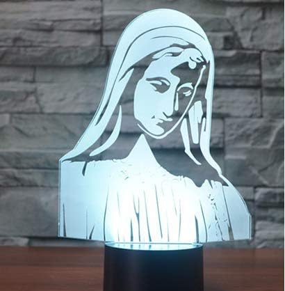 3D Illusion The Virgin Mary Night Light Lamp, 7 Colors Gradual Chanding ...