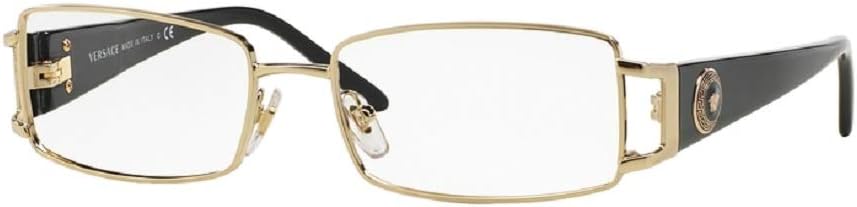 Amazon.com: Versace VE1163M 1252 52M Pale Gold Rectangular Eyeglasses ...