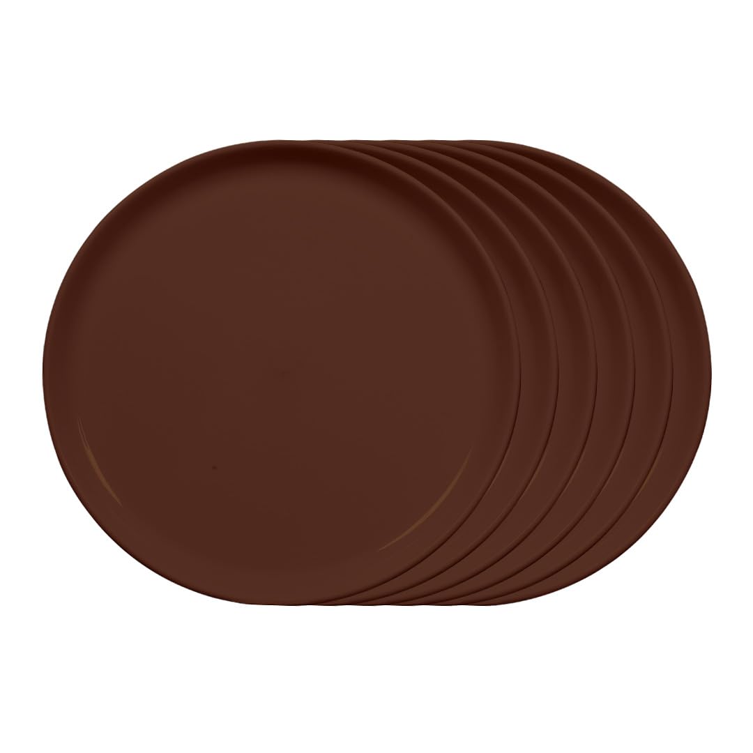 Buy GOWRI Plastic Buffet Plates, Set of 6, Brown, Size 12 Inch | Ideal ...