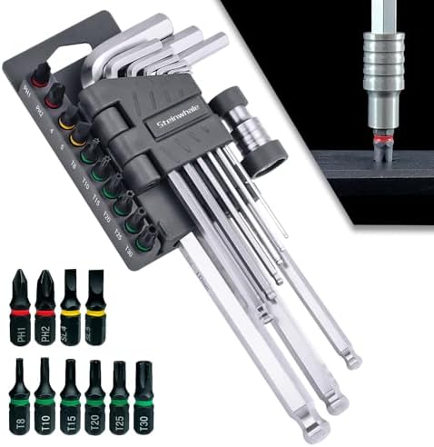 TOPEX 38Pcs Allen Key Set Hex Key Allen Wrench Folding Hex Key Ball End ...
