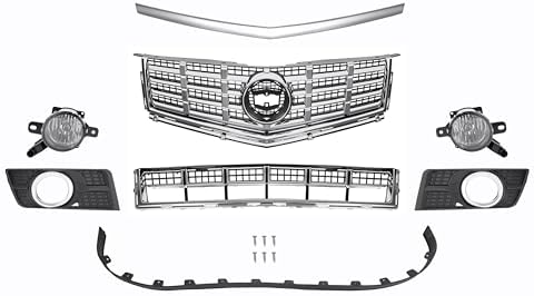 Amazon.com: KUAFU Front Grille Set+Fog Light W/Bezel+Hood Molding+Lower ...