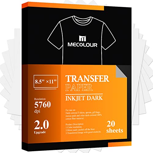 MECOLOUR Iron On Heat Transfer Paper For Dark Fabric T Shirt 20 Sheets mecolour-iron-on-heat-transfer-paper-for-dark-fabric-t-shirt-20-sheets