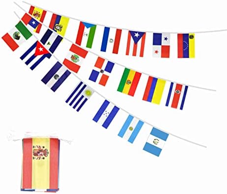 Amazon.com: AuTop 2 Set 21 Countries Spanish Speaking Flags Banner ...