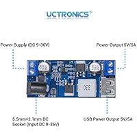 Amazon.com: UCTRONICS DC 6V 9V 12V 24V to DC 5V 5A Buck Converter Module, 9-36V Step Down to USB ...