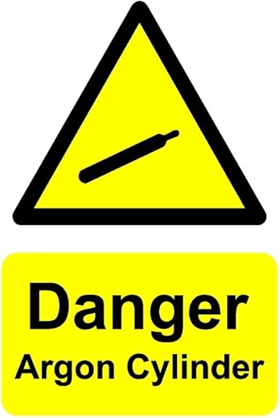 Danger argon cylinder safety sign - 1mm flexible Plastic sign (200mm x ...