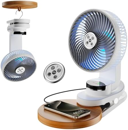 Amazon.com: Small Clip on Fan with Remote Control | 8000mAh Battery | 5 ...