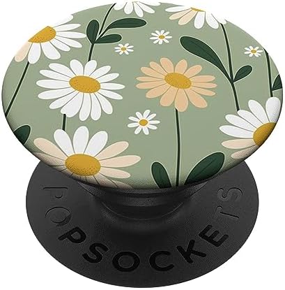 Amazon.com: White Daisy Flower Floral Botanical Sage Green PopSockets ...