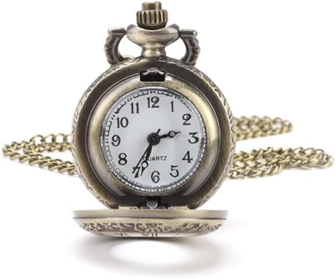 Modern Vintage Pocket Watch with Chain, Quartz Roman Numerals Steampunk ...