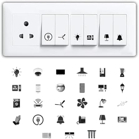 Clickedin Switch Board Stickers Black and White | Switch Id Sticker ...