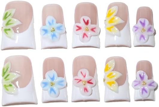 Amazon.com: 10Pcs Duck Shape Handmade Press On Nails | Easy Apply ...