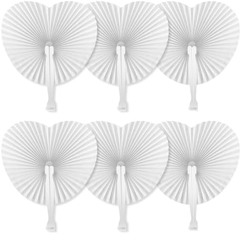 Amazon.com: 6 Pieces Hand Held Paper Fan, White Paper Fans Handheld ...