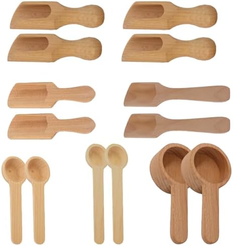 14 pcs Mini Wooden Spoons, CNYMANY 7.5cm-11cm Small Wooden Spoons ...