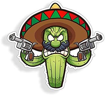 Amazon.com: Angry Cactus Mexican Sombrero Pistol Man Sticker Vinyl Die ...