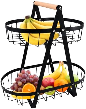 BOPHIS Obst Etagere Obstkorb mit 2 Etagen, Metall Obstkörbe Brotkorb 2 ...