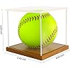 Amazon.com: LuxRound 2-Pack Acrylic Softball Display Case with Wooden ...