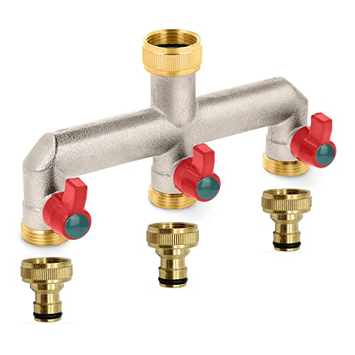 iBamso Brass Garden Tap Splitter, 3/4″ Tap Splitter Hose Connect ...