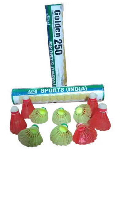 Buy ASM Golden 250 NAYLON Shuttlecock Anguri and red Colour suttlecock ...