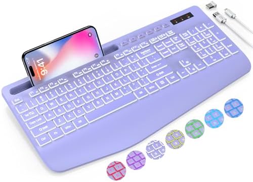Amazon.com: SABLUTE Wireless Keyboard with 7 Single Color Backlits ...