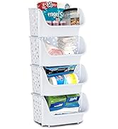 Amazon.com - TidyFriend Plastic Stackable Storage Bins for Pantry, 2 ...