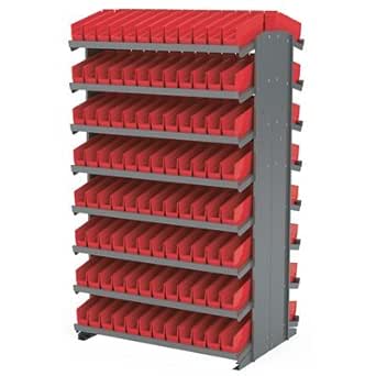 Akro-Mils APRD110R 12" 2-Sided Pick Rack, 192 Shelf Bins, Gray/Red ...