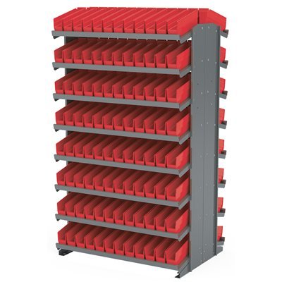 Akro-Mils APRD110R 12" 2-Sided Pick Rack, 192 Shelf Bins, Gray/Red ...