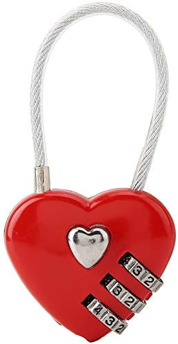 Pink Love Heart Shape Combination Padlock, Mini 3-Digit Password ...