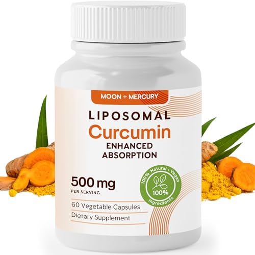Amazon.com: Moon + Mercury Liposomal Turmeric Curcumin 500mg - 60 ...