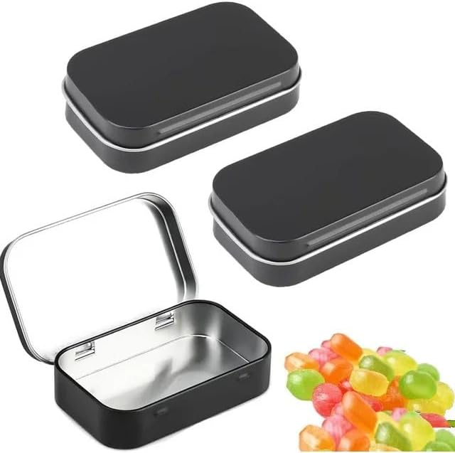 Amazon.com: 3 Pcs Black Portable Rectangular Small Tins with Lids Tin ...
