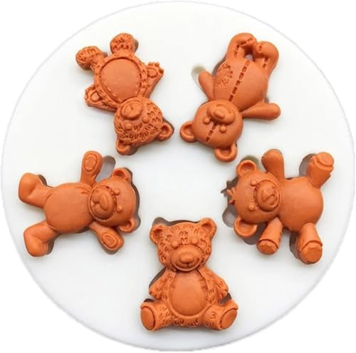 Amazon.com: 2 Pack Cute Bear Molds Silicone 6 Cavity 3D Cartoon Bear ...