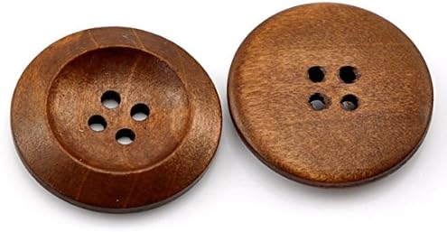 Amazon.com: CRAFTMEMORE Wood Buttons 4 Holes Round Wooden Button for ...