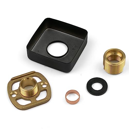 Xcel Home Black Square Shower Fixing Kit Plates (Pair) with 3/4 ...